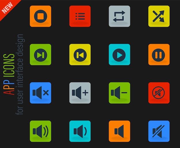 Premium Vector | Media player icons Premium Vector | Media player icons