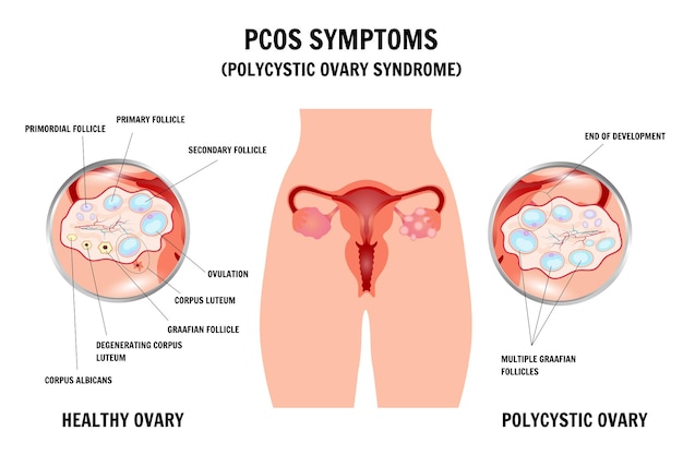 Premium Vector Medical Gynecology Infographic Of Pcos Symptoms