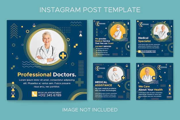 Premium Vector | Medical healthcare geometric instagram post templates Premium Vector | Medical healthcare geometric instagram post templates