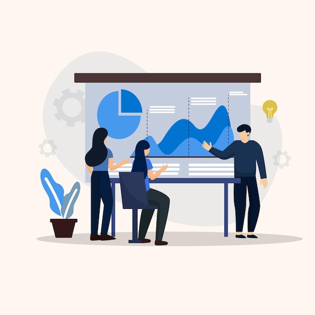 Premium Vector | Meeting business flat design illustration Premium Vector | Meeting business flat design illustration