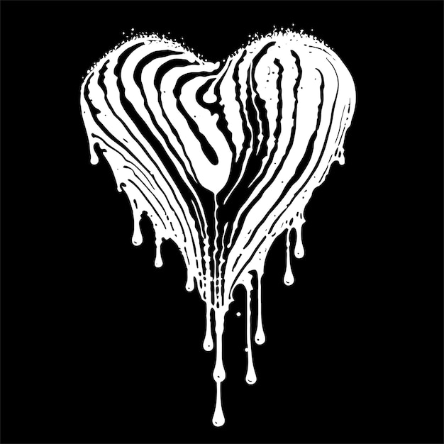 Premium Vector | Melted black and white vector heart Premium Vector | Melted black and white vector heart