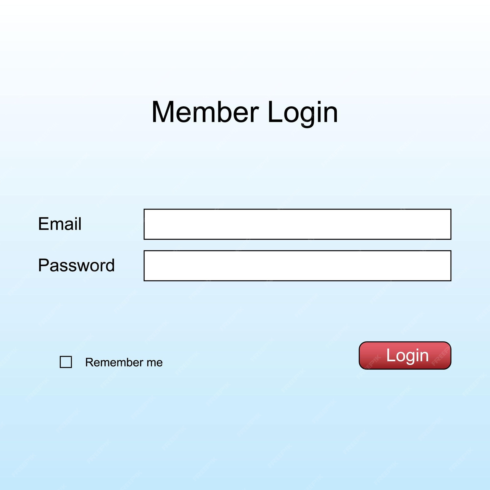 Premium Vector | Member login form page blanc interface template for ... Premium Vector | Member login form page blanc interface template for ...