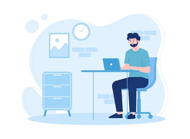 Premium Vector | Men do the work and analyze the data themselves ... Premium Vector | Men do the work and analyze the data themselves ...