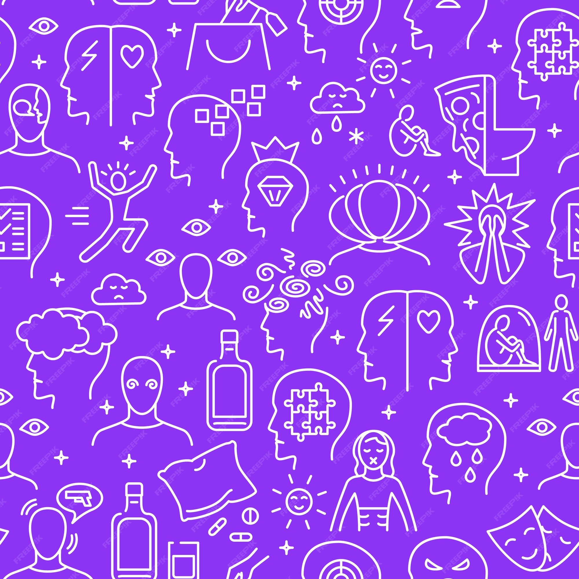 Premium Vector | Mental illness seamless pattern Premium Vector | Mental illness seamless pattern