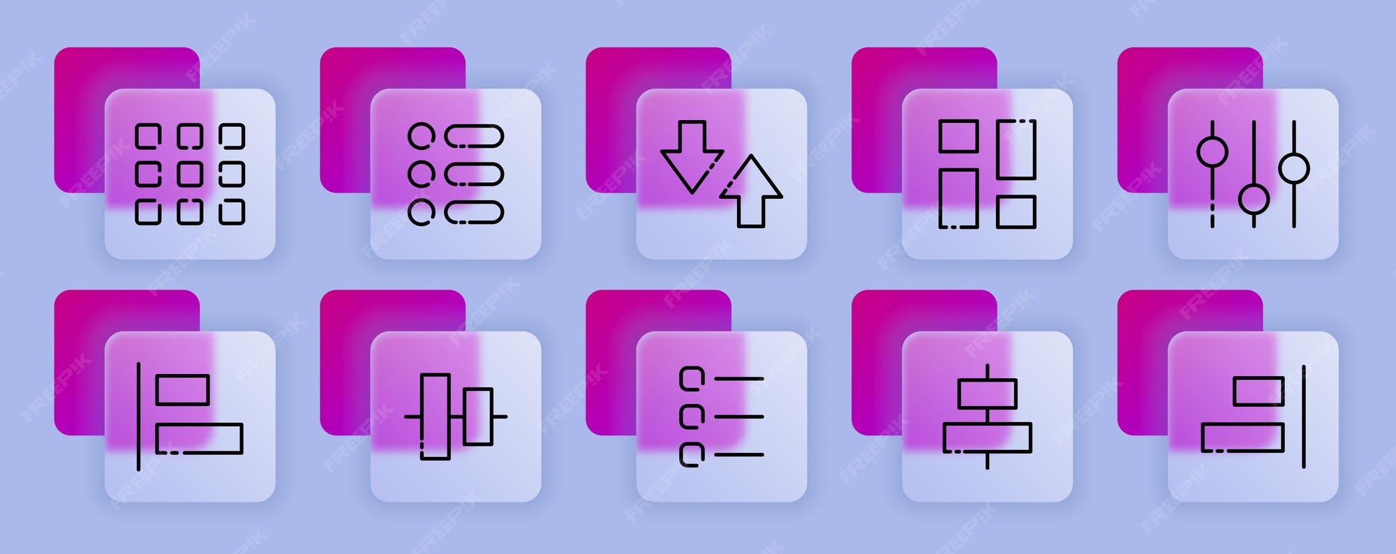 Premium Vector | Menu buttons set icon tiles slider settings centering alignment application ...
