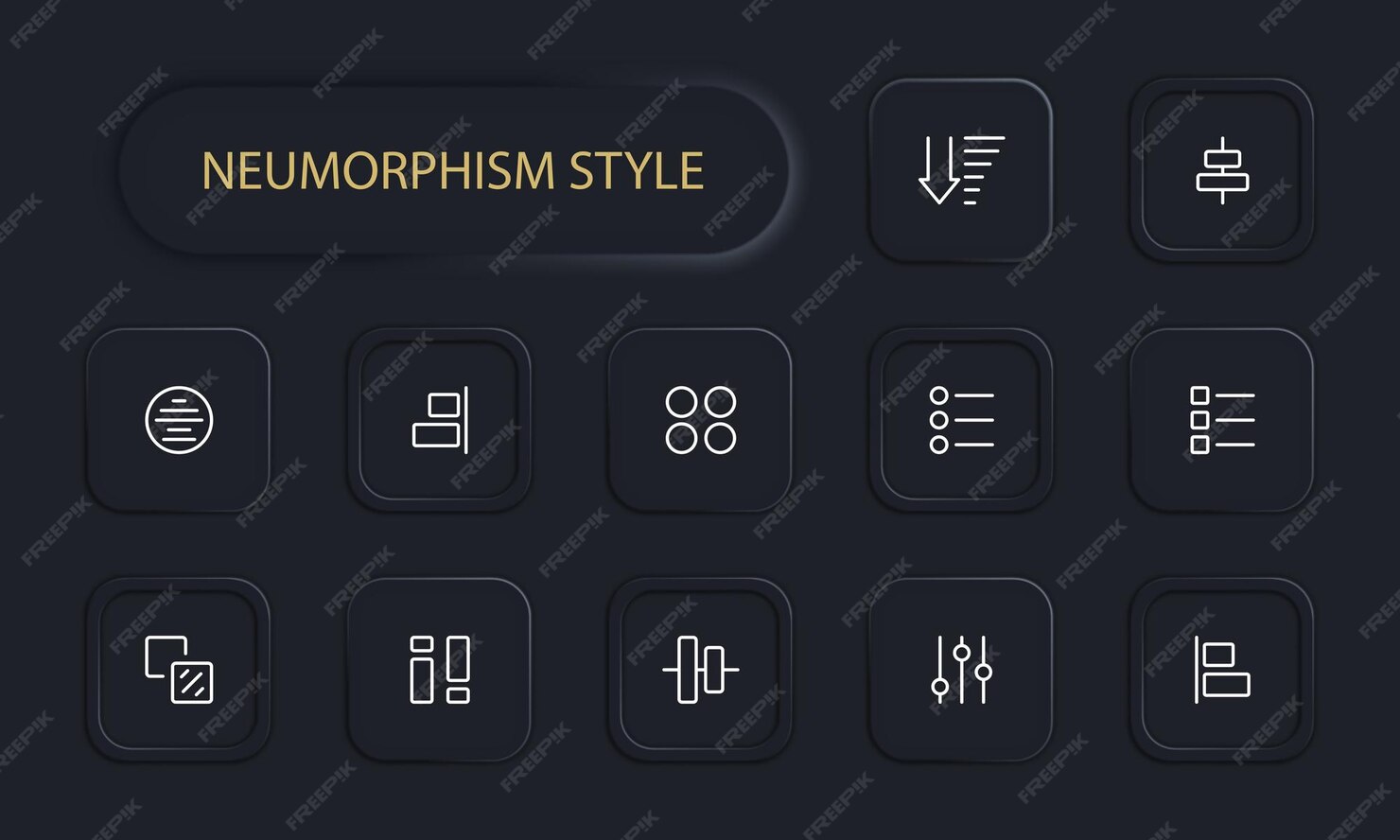 Premium Vector | Menu buttons set icon tiles squares arrows lists application buttons alignment ...