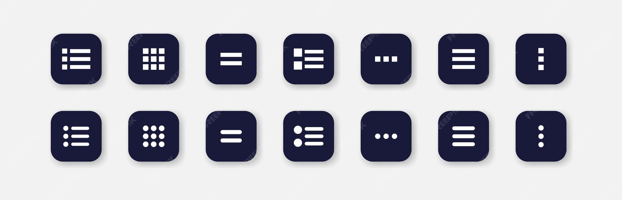 Premium Vector | Menu buttons set icon tiles squares arrows lists ...
