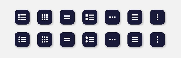 Premium Vector | Menu buttons set icon tiles squares arrows lists application buttons alignment ...