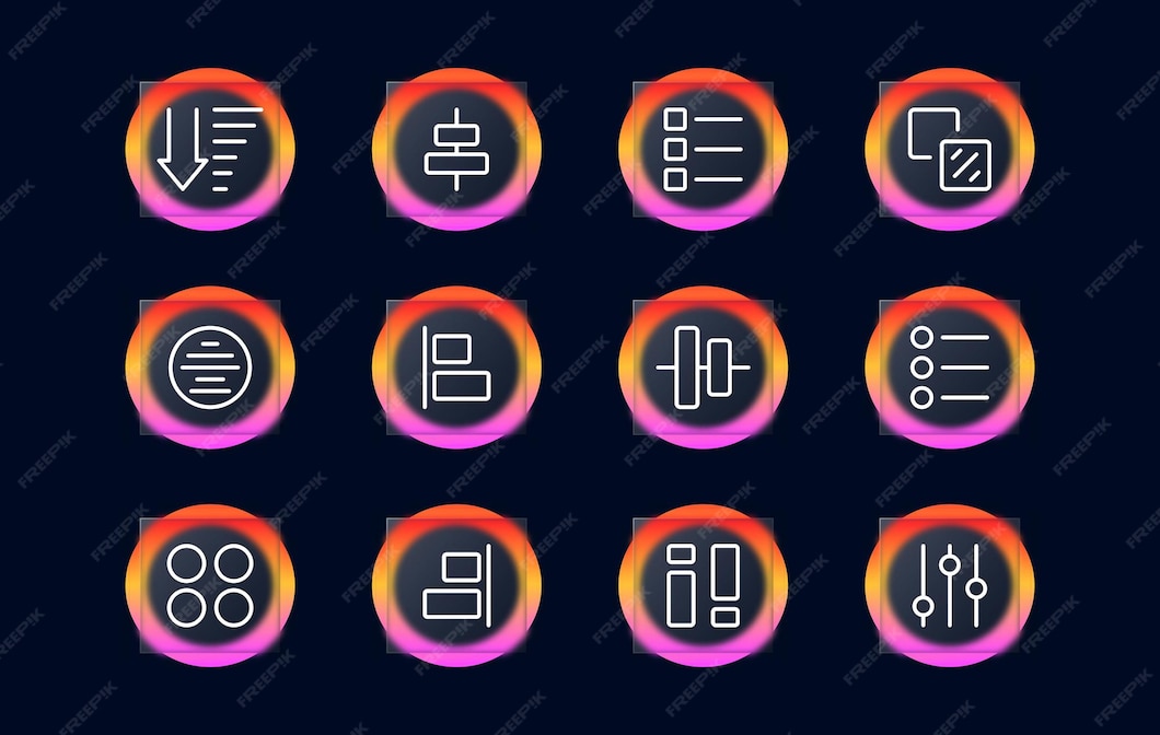 Premium Vector | Menu buttons set icon tiles squares arrows lists application buttons alignment ...