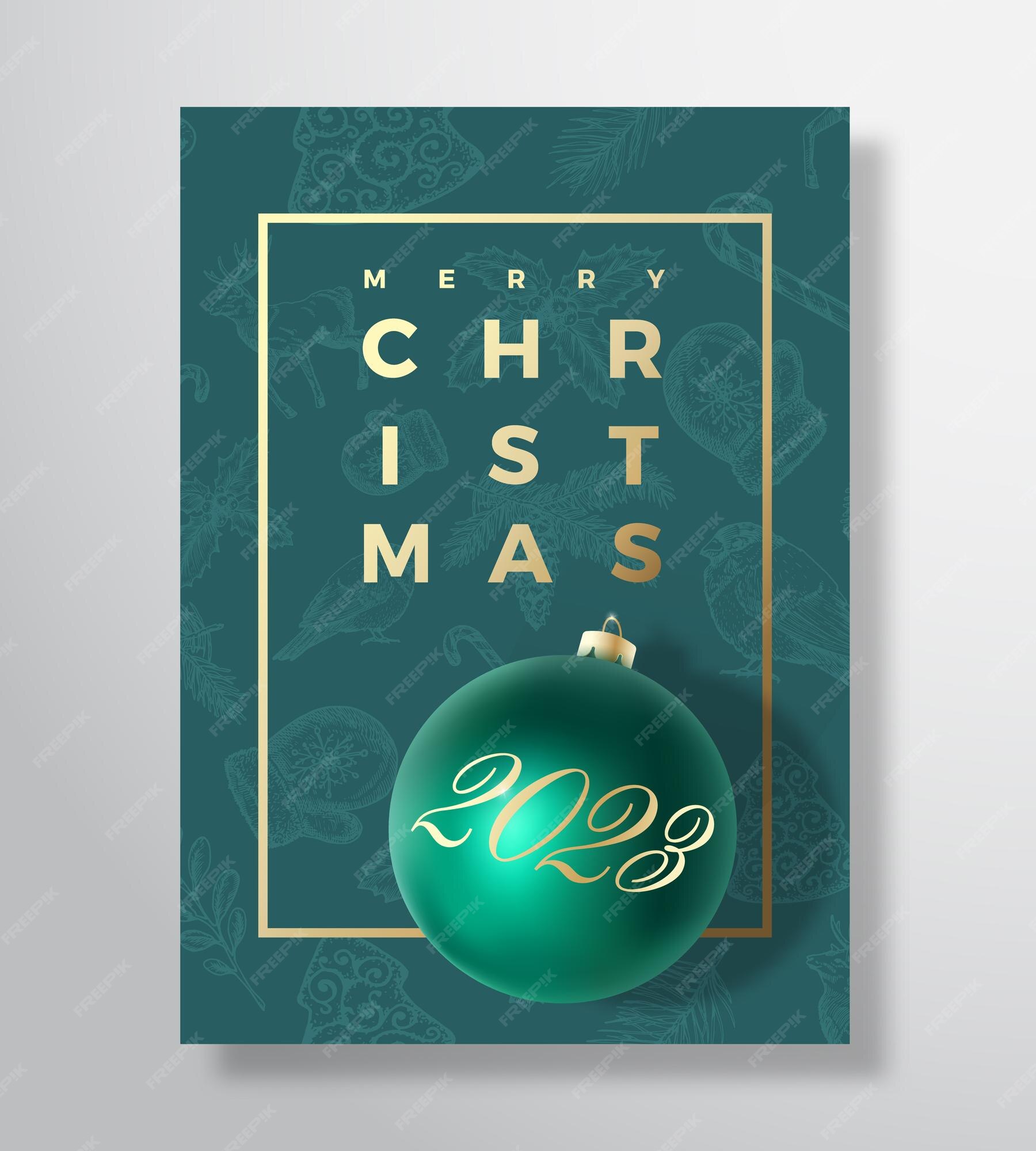 Premium Vector Merry Christmas Abstract Vector Greeting Card Poster