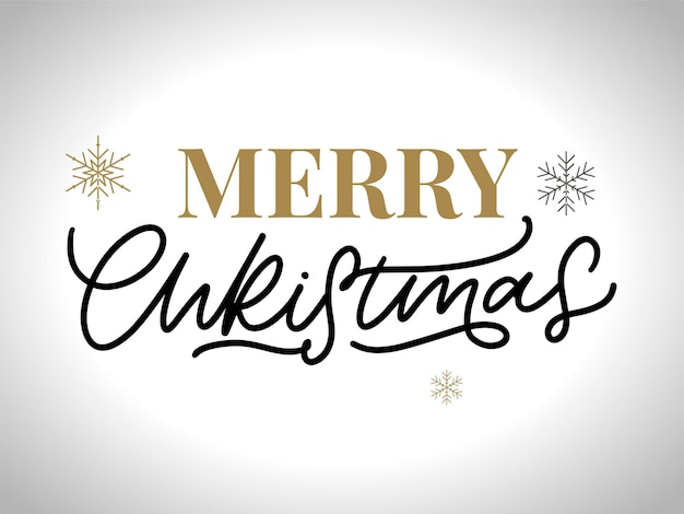 Premium Vector Merry Christmas Hand Lettering Calligraphy Isolated On