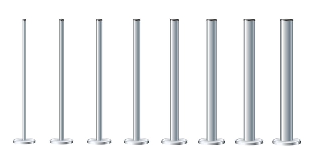 Premium Vector | Metal poles with different diameters metal columns ... Premium Vector | Metal poles with different diameters metal columns ...