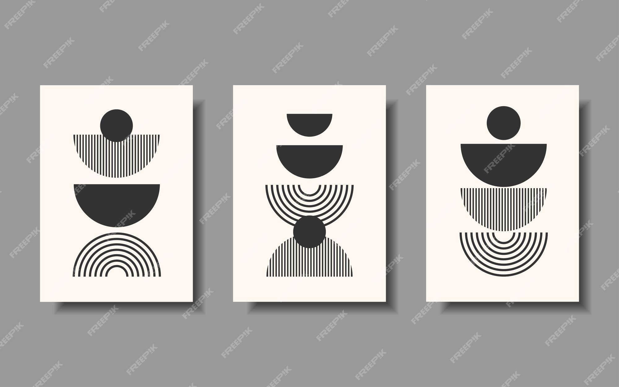 Premium Vector Mid Century Modern Geometric Wall Art Set