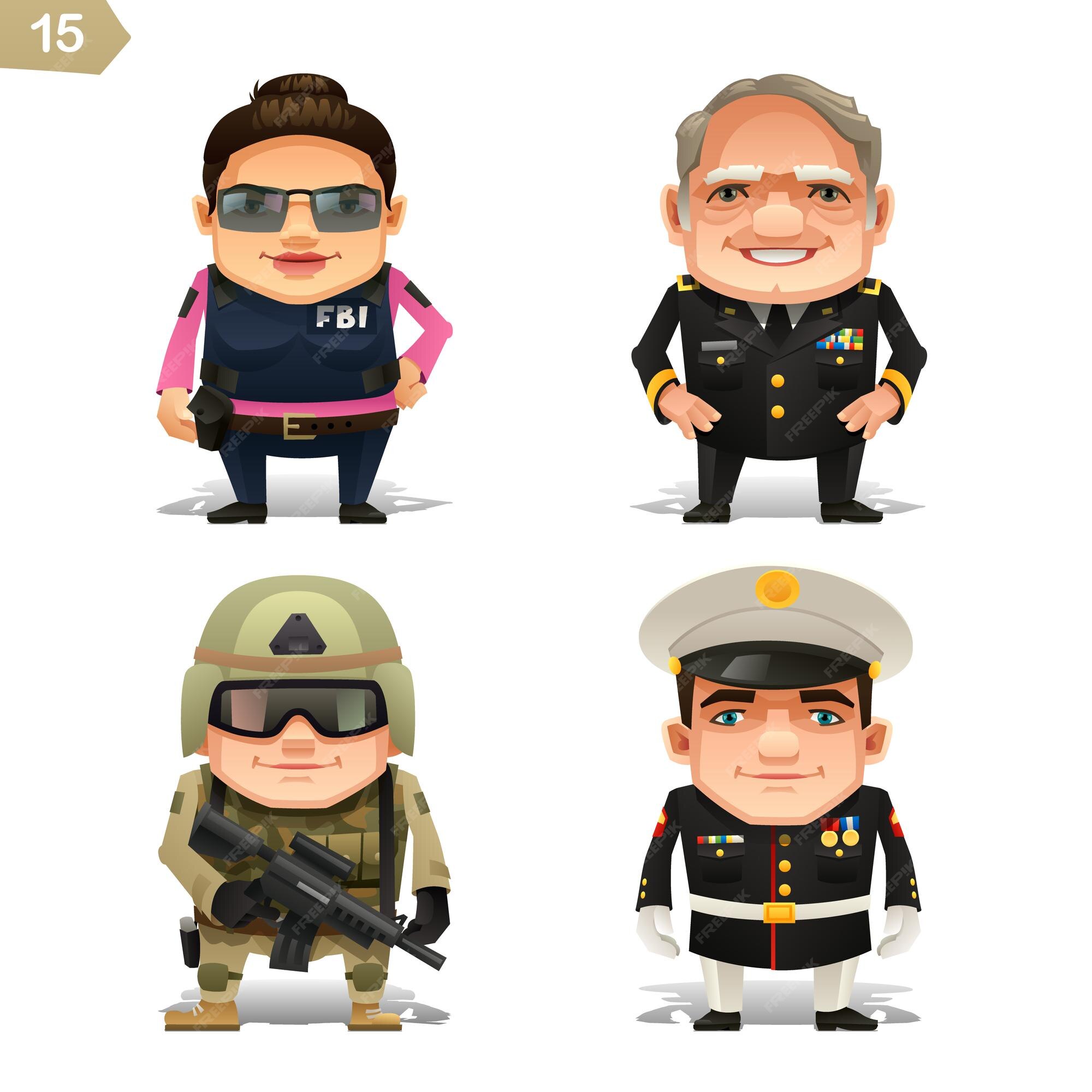 Premium Vector | Military professions vector icon set Premium Vector | Military professions vector icon set