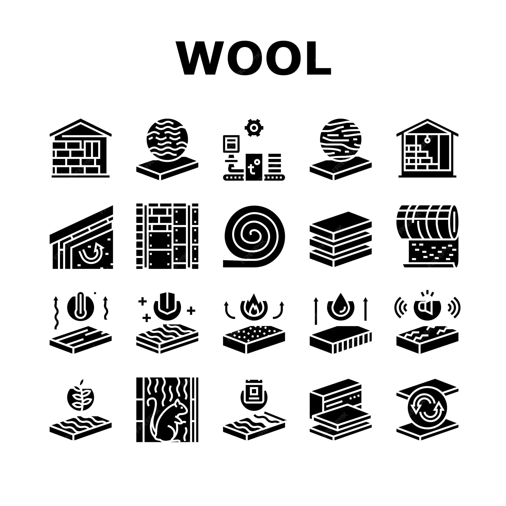 Premium Vector | Mineral wool material collection icons set vector Premium Vector | Mineral wool material collection icons set vector