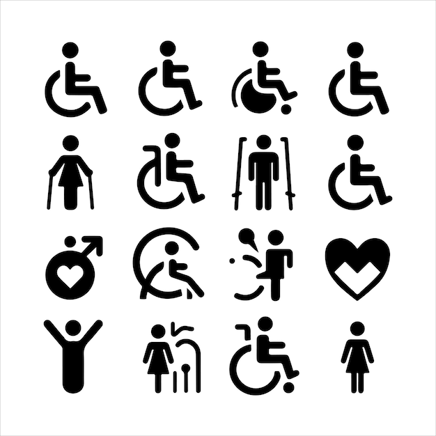 Minimal Disabled Icons silhouette vector | Premium AI-generated vector Minimal Disabled Icons silhouette vector | Premium AI-generated vector