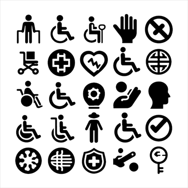 Minimal Disabled Icons silhouette vector | Premium AI-generated vector Minimal Disabled Icons silhouette vector | Premium AI-generated vector