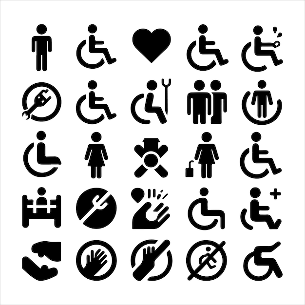 Minimal Disabled Icons silhouette vector | Premium AI-generated vector Minimal Disabled Icons silhouette vector | Premium AI-generated vector