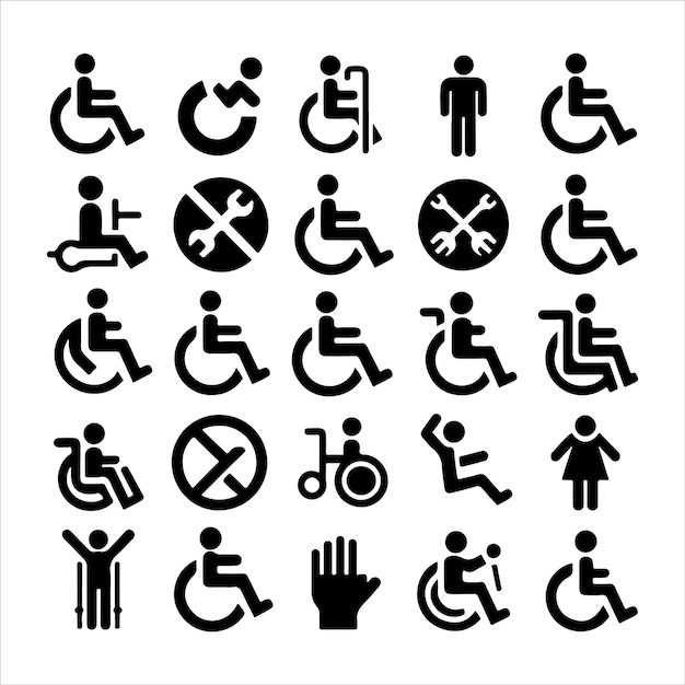 Minimal Disabled Icons silhouette vector | Premium AI-generated vector Minimal Disabled Icons silhouette vector | Premium AI-generated vector