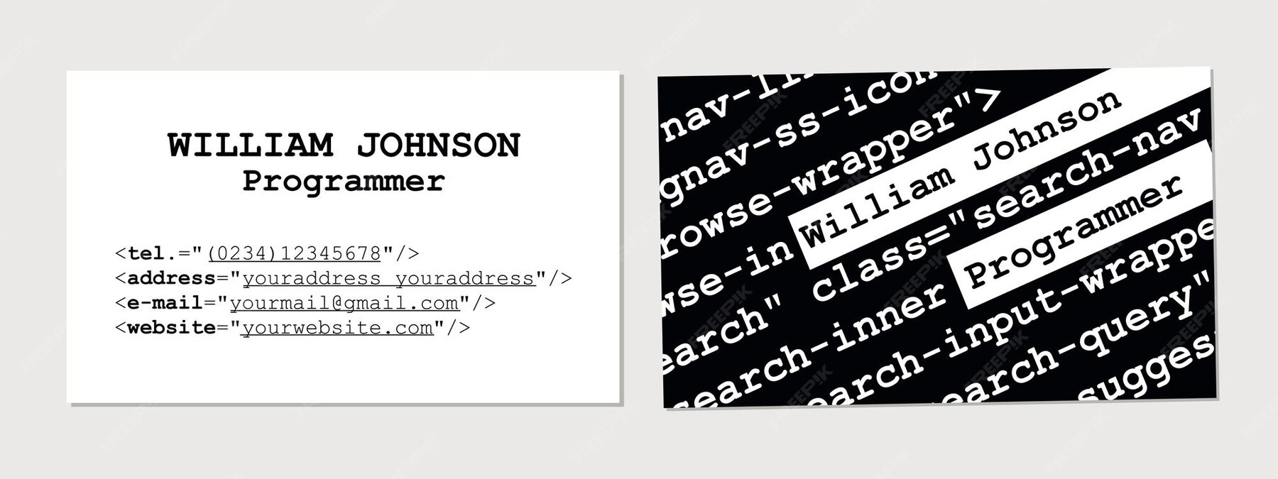 Premium Vector | Minimalist Business Card Template for Programmer Coder ...