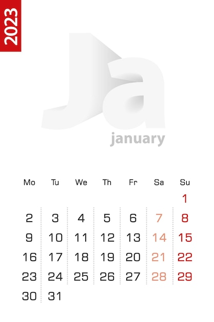 Premium Vector | Minimalist calendar template for january 2023 vector ... Premium Vector | Minimalist calendar template for january 2023 vector ...