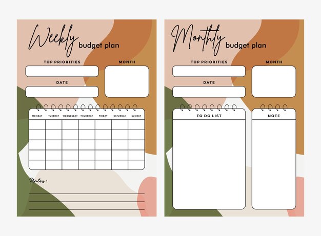 Premium Vector | Minimalist planners. daily, weekly, monthly planner ... Premium Vector | Minimalist planners. daily, weekly, monthly planner ...