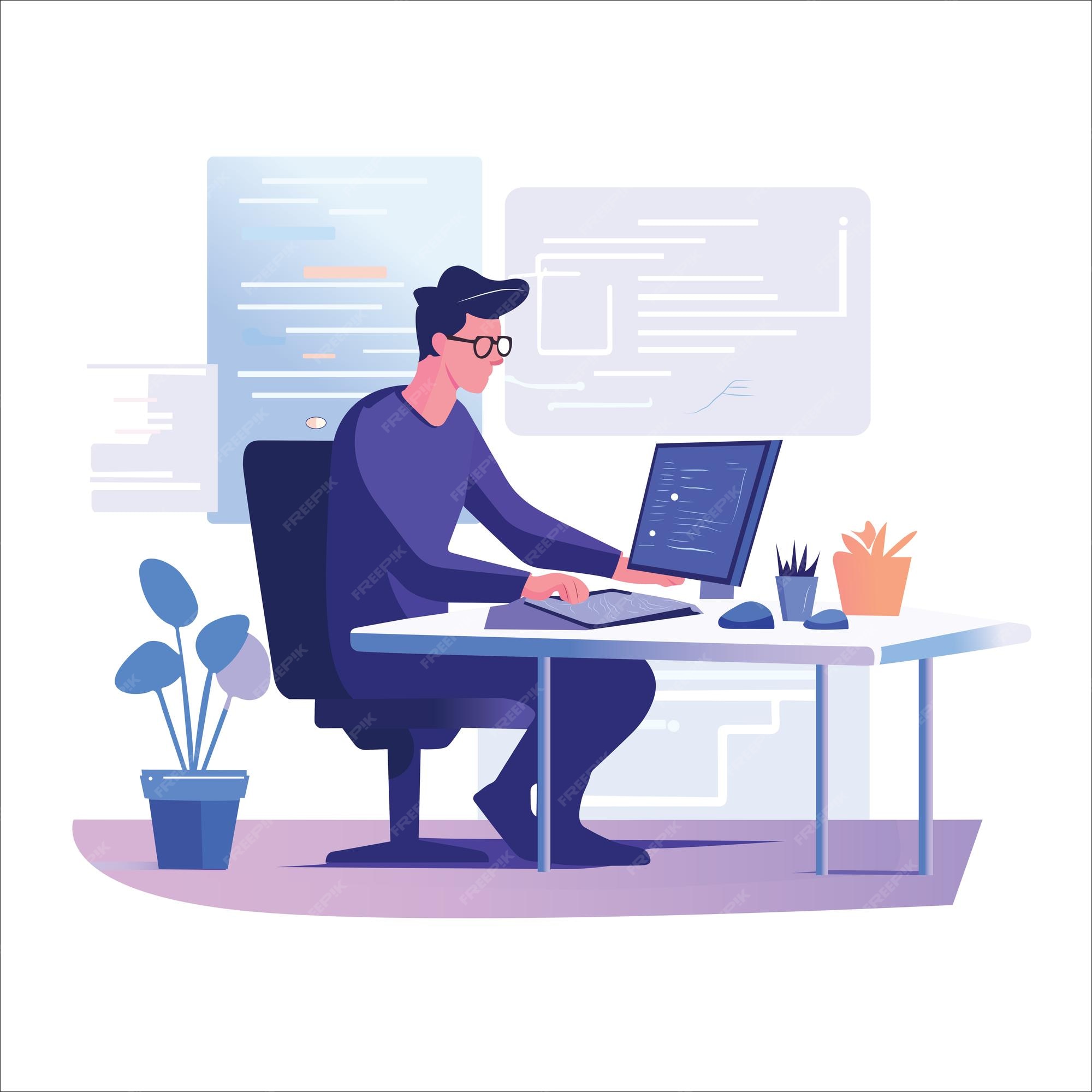 Premium Vector Minimalist Ui Illustration Of Computer Programmer