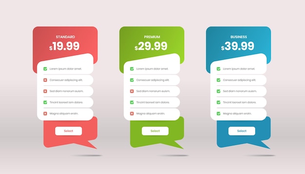 Premium Vector | Minimalistic modern pricing comparison table with ... Premium Vector | Minimalistic modern pricing comparison table with ...