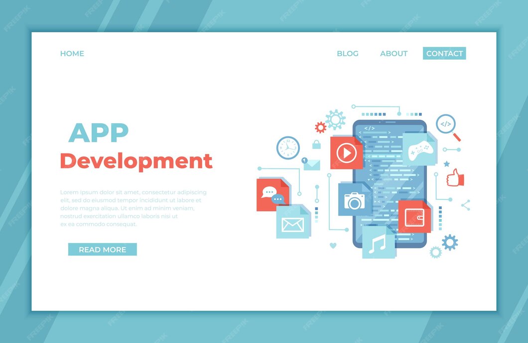 Premium Vector | Mobile App Development, Software Management, Ui, Ux Development. Phone screen ...