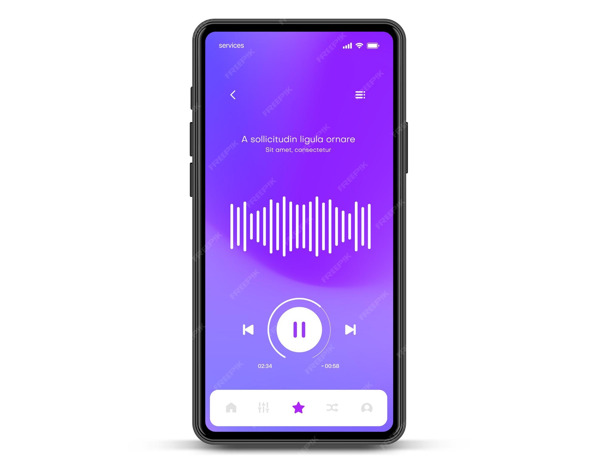 Premium Vector Mobile Application Interface Music Player Sound App Ui Gui Template Responsive
