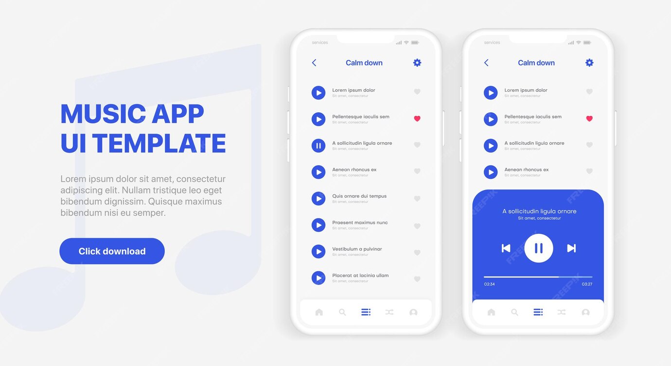 Premium Vector | Mobile application interface music player. Sound app ...