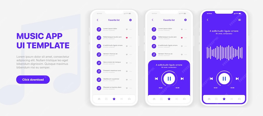 Premium Vector | Mobile application interface music player. sound app ...