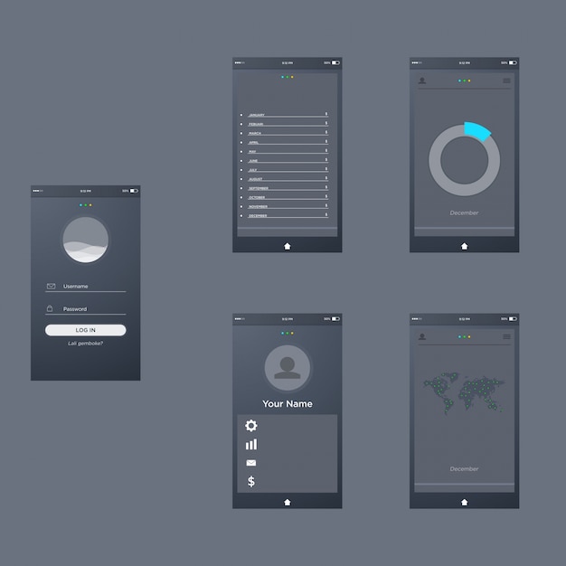 Premium Vector | Mobile application user interface Premium Vector | Mobile application user interface