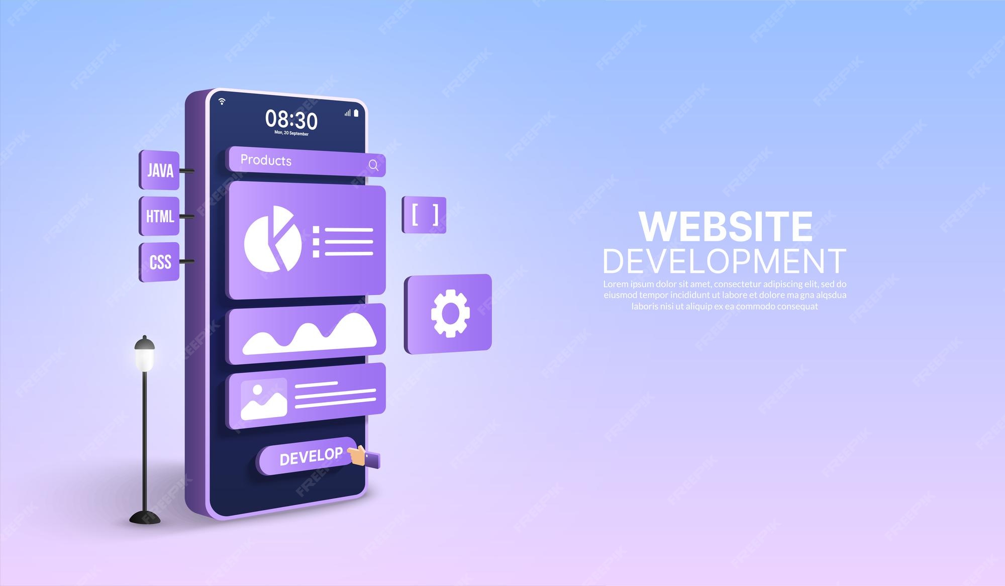 Premium Vector | Mobile application and web development concept coding ...