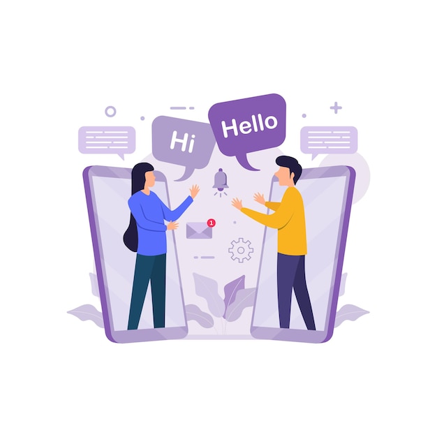 Premium Vector | Mobile chatting app design concept Premium Vector | Mobile chatting app design concept