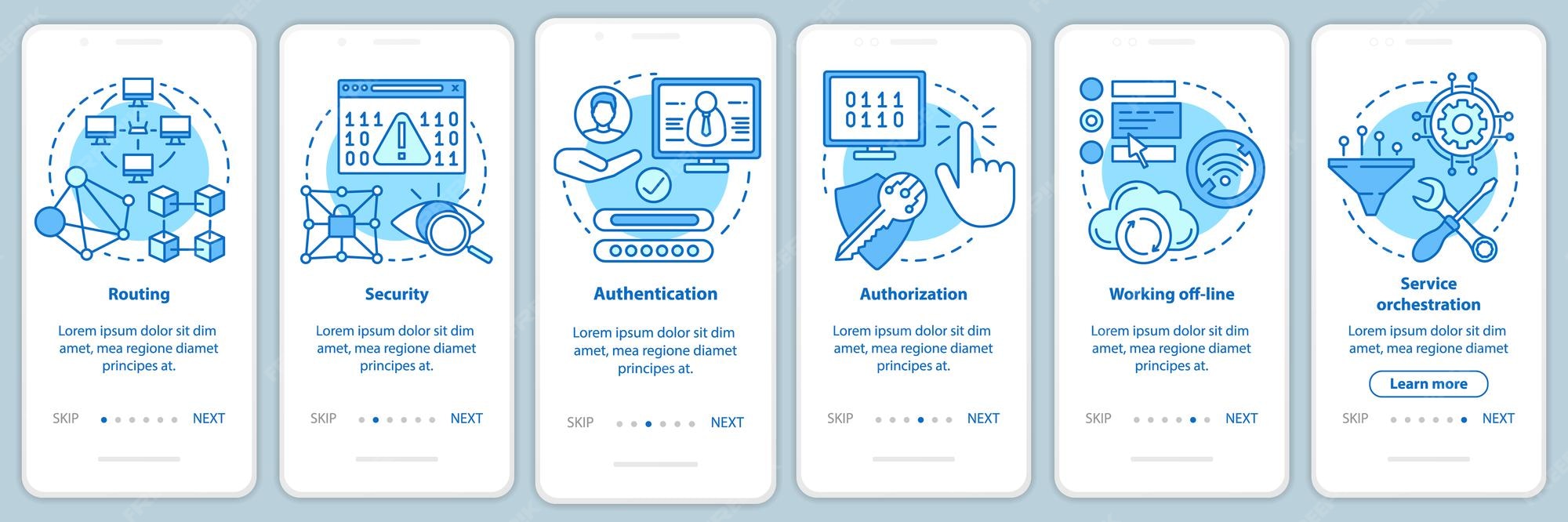 Premium Vector | Mobile software development onboarding mobile app page ...