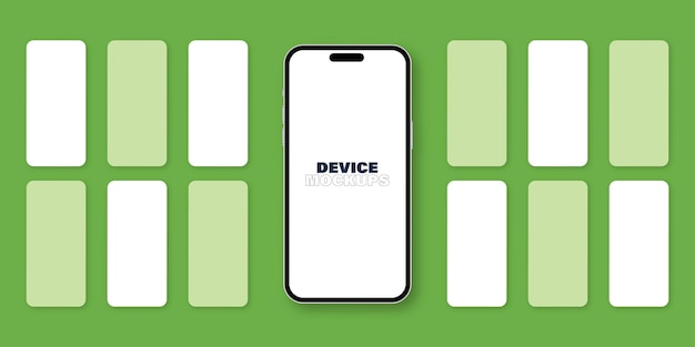 모바일 Ui Ux 모형 응용 프로그램 인터페이스 녹색 스마트폰 모의 템플릿 3d 배너 또는 포스터 디자인 벡터 파일 프리미엄 벡터