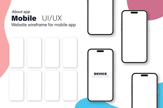 모바일 Ui Ux 모형 응용 프로그램 인터페이스 스마트폰 모의 템플릿 3d 배너 또는 포스터 디자인 벡터 파일 프리미엄 벡터