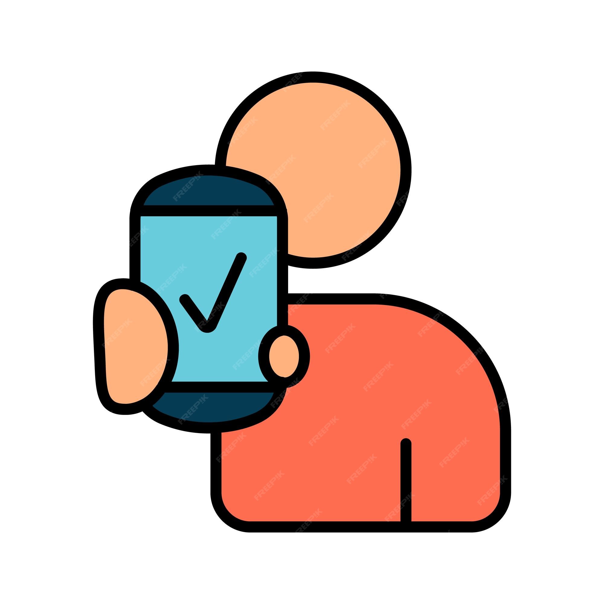 Premium Vector Mobile Verification Line Icon Person Smartphone Checkmark User Authentication
