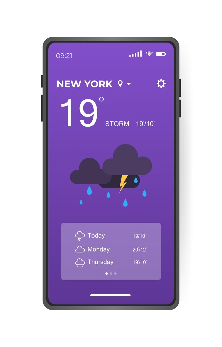 Premium Vector | Mobile weather app interface design GUI elements for weather forecast mobile ...