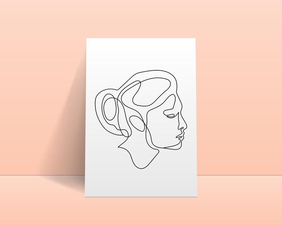 Premium Vector Modern Abstract Line Minimalistic Women Face Arts For