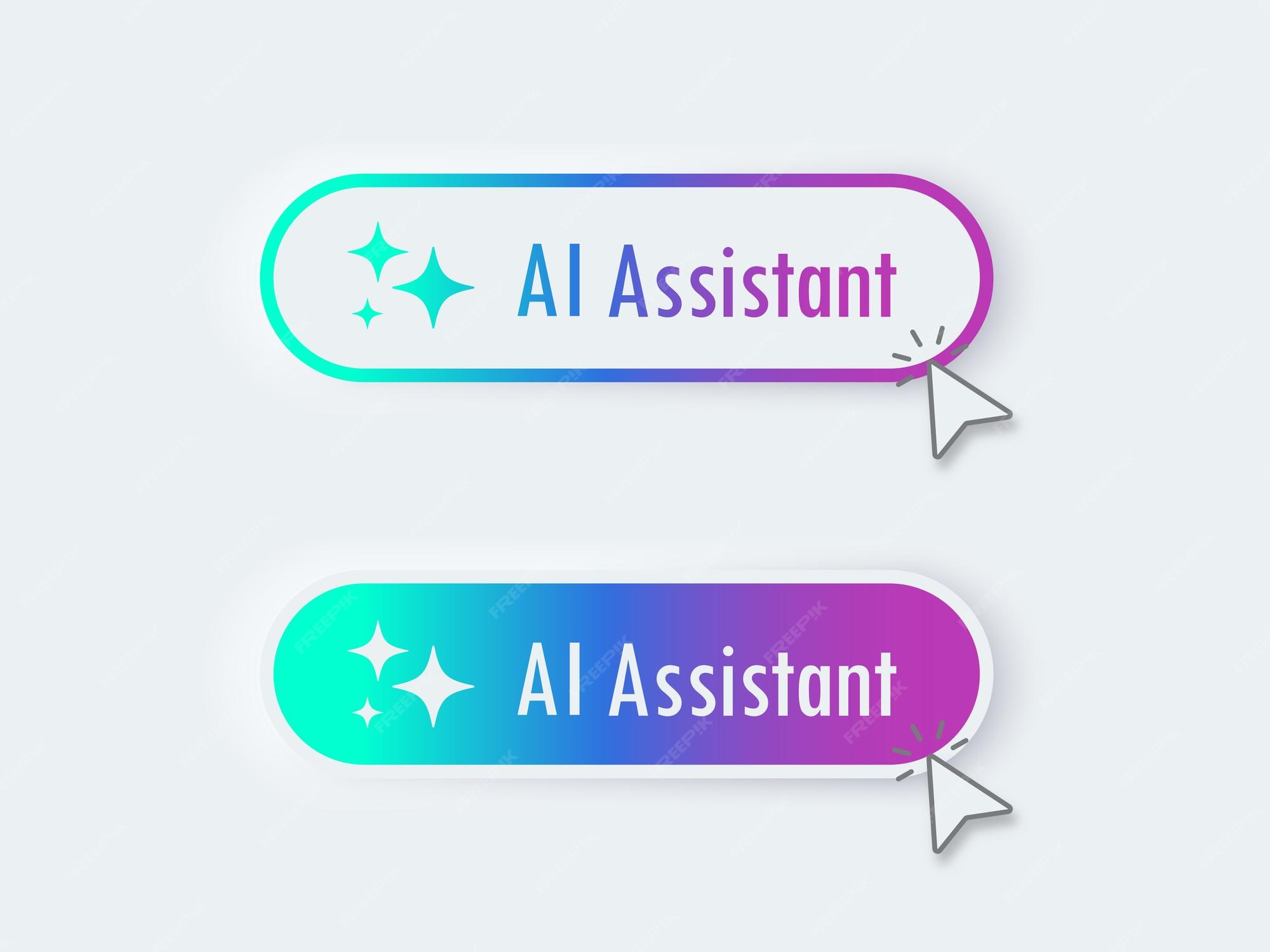 Premium Vector | Modern AI assistant Button 3D push button AI stars Artificial intelligence ...