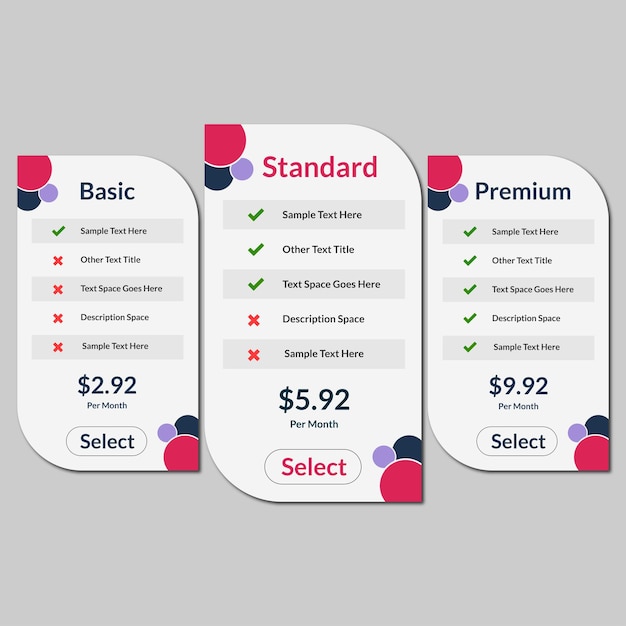 Premium Vector | Modern comparison and pricing table template design of ... Premium Vector | Modern comparison and pricing table template design of ...