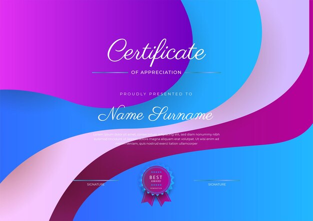 Premium Vector Modern Blue And Gold Certificate Template Diploma