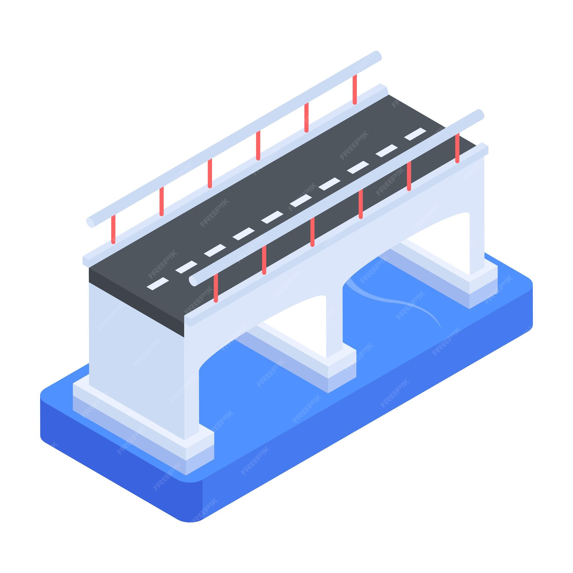 Premium Vector | Modern isometric illustration of an urban bridge Premium Vector | Modern isometric illustration of an urban bridge
