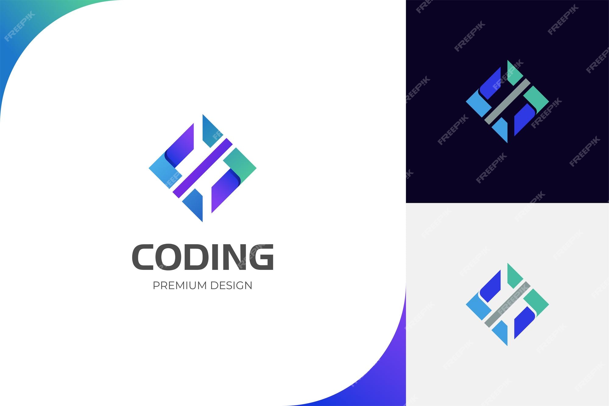 Premium Vector Modern Logos Of Code For Coding Programming Gradient