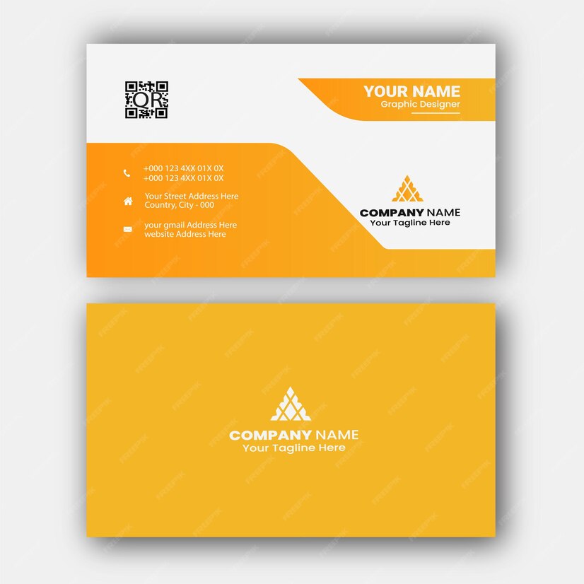 Premium Vector | Modern orange shape visit card Premium Vector | Modern orange shape visit card