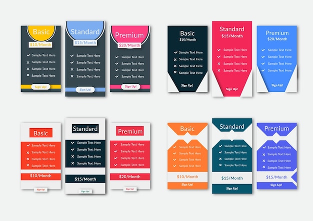 Premium Vector | Modern Pricing table design big set Table price ... Premium Vector | Modern Pricing table design big set Table price ...