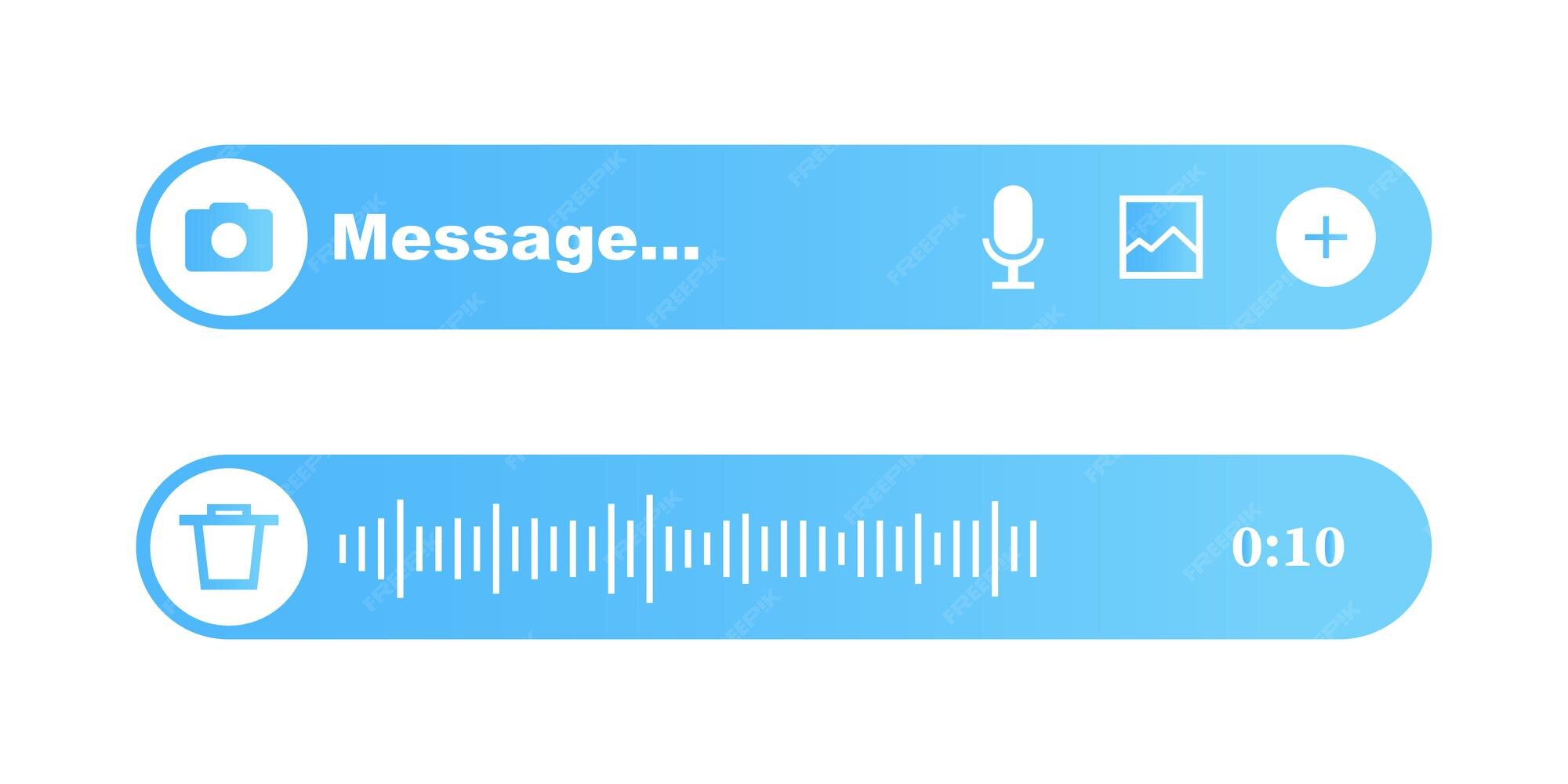 현대 텍스트 및 음성 메시지 Ui 메신저 텍스트 상자 및 오디오 파형 음성 및 채팅 메시지 거품 벡터 디자인 템플릿 모형 템플릿