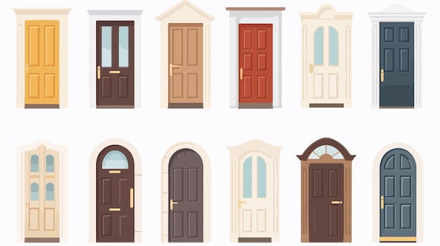Modern Vector Flat Design House Door Set for Creative Projects ... Modern Vector Flat Design House Door Set for Creative Projects ...